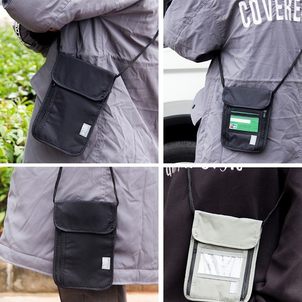 LUOYAO RFID Passport ID Bag, Multi-Functional Nylon Document Pouch ...