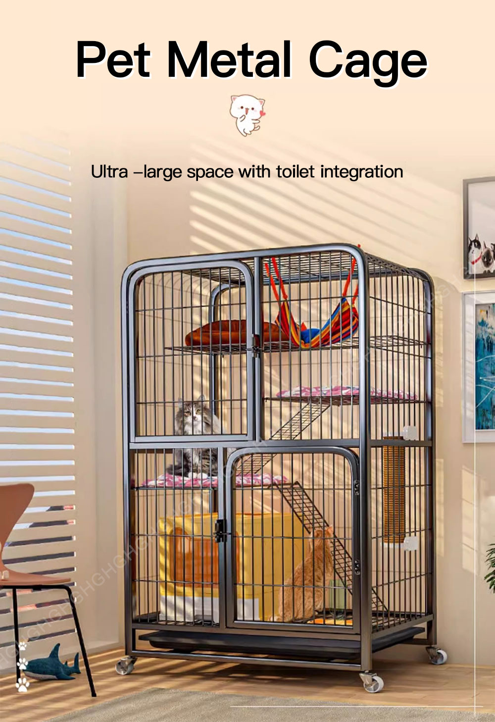⭐ PET BIG CAGE ⭐ Luxury 2/3/4 level big cat cage / Rabbit cage/ Bird ...