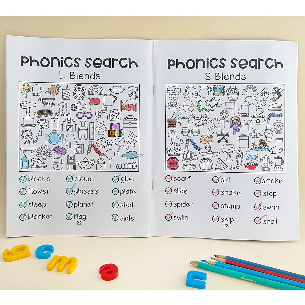 43 Pages Read and Find Phonics Search Educational English Workbook for ...