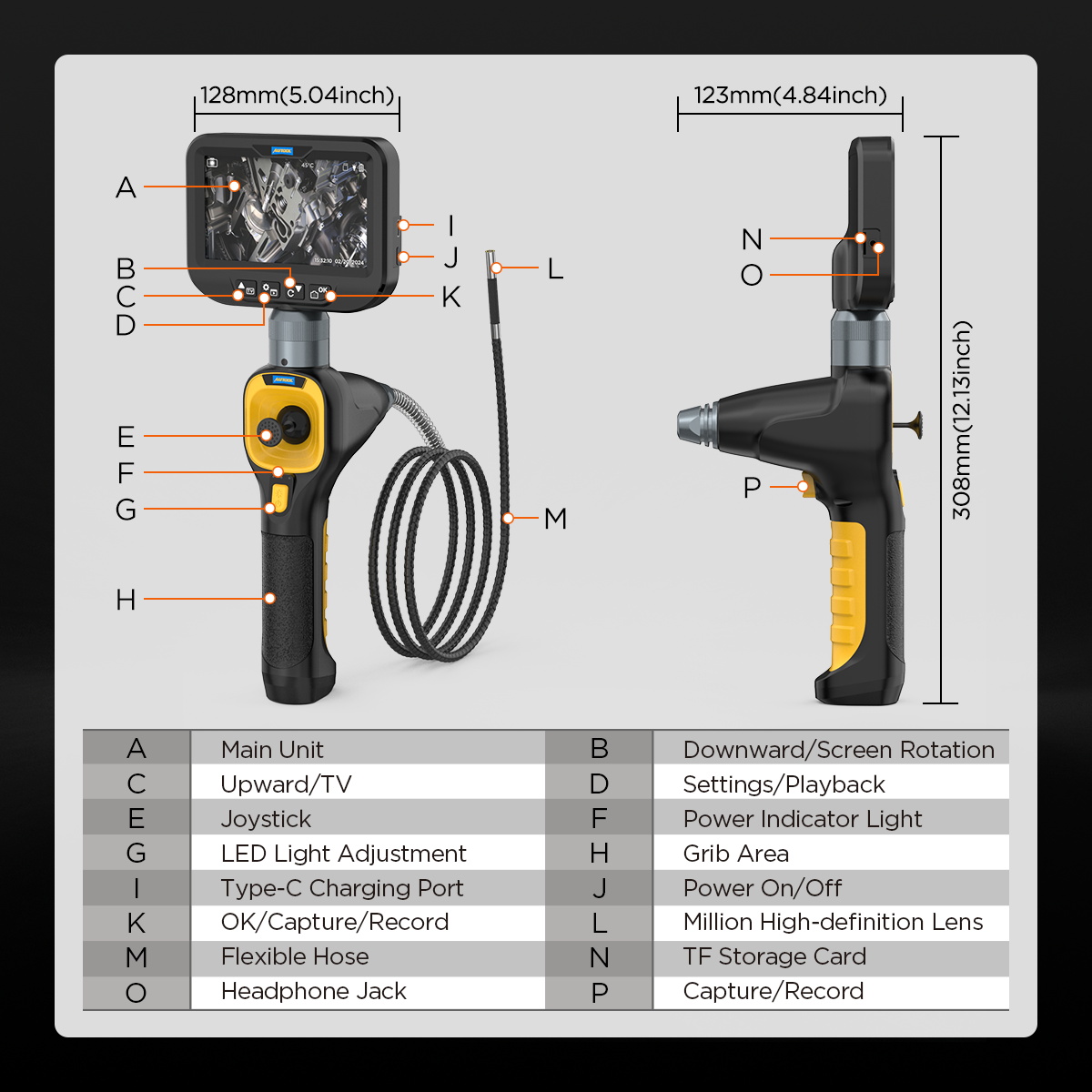 AUTOOL 360° Articulating Borescope Camera Engine Inspection Industrial ...