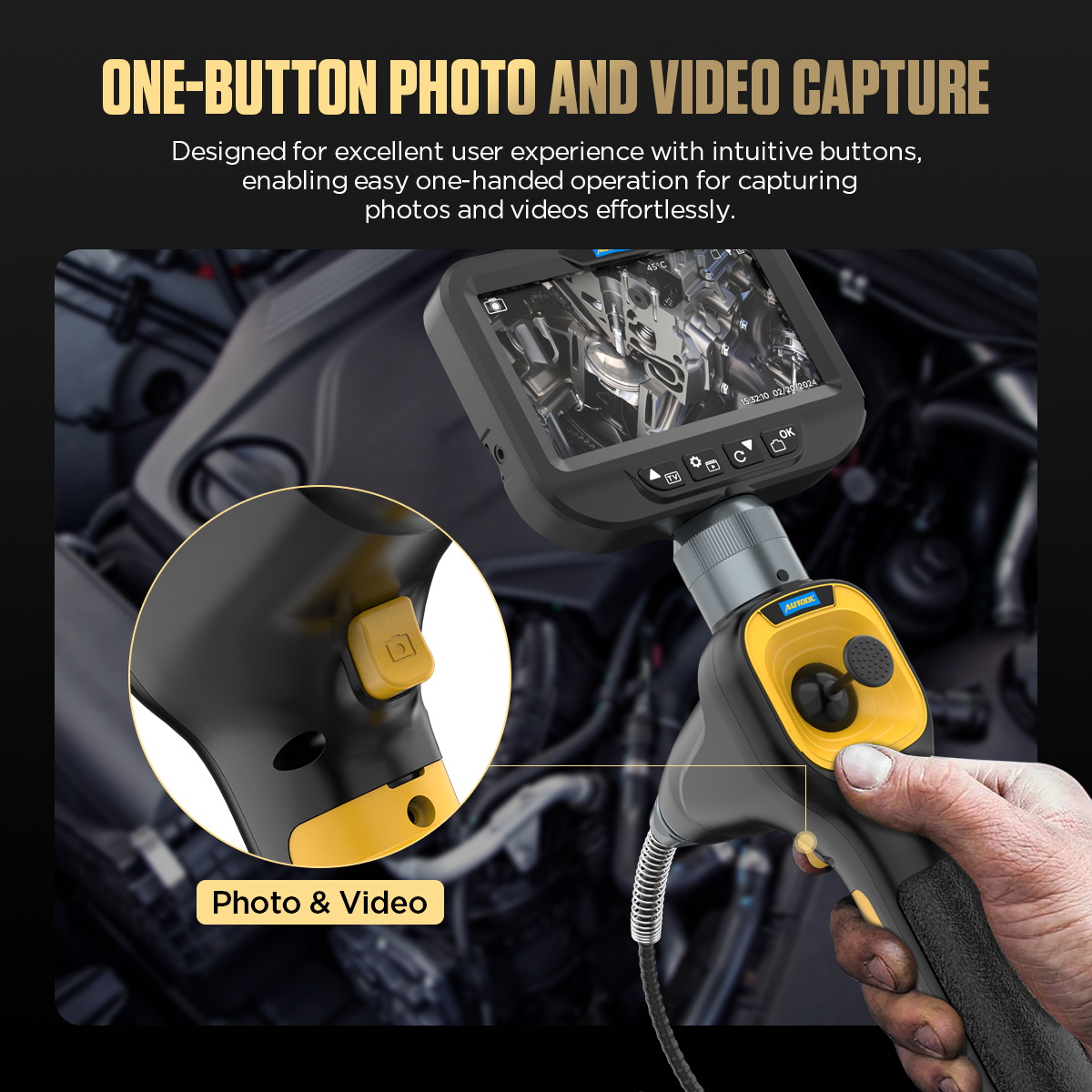 AUTOOL 360° Articulating Borescope Camera Engine Inspection Industrial ...