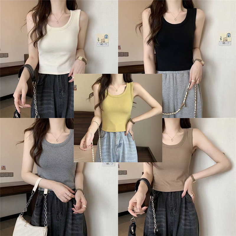 Maniyun 100g Fixed Cup 95% Cotton Singlet Women Sleeveless Camisole ...