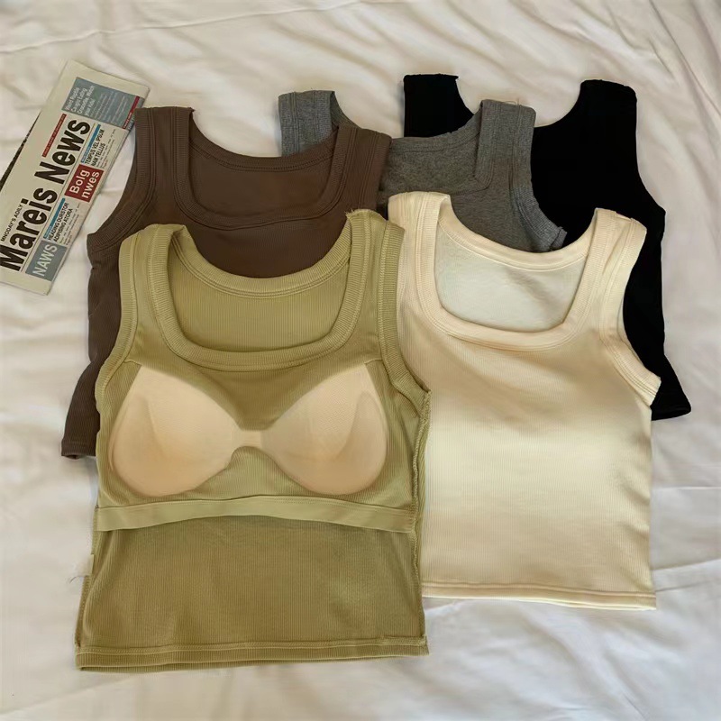 Maniyun 100g Fixed Cup 95% Cotton Singlet Women Sleeveless Camisole ...