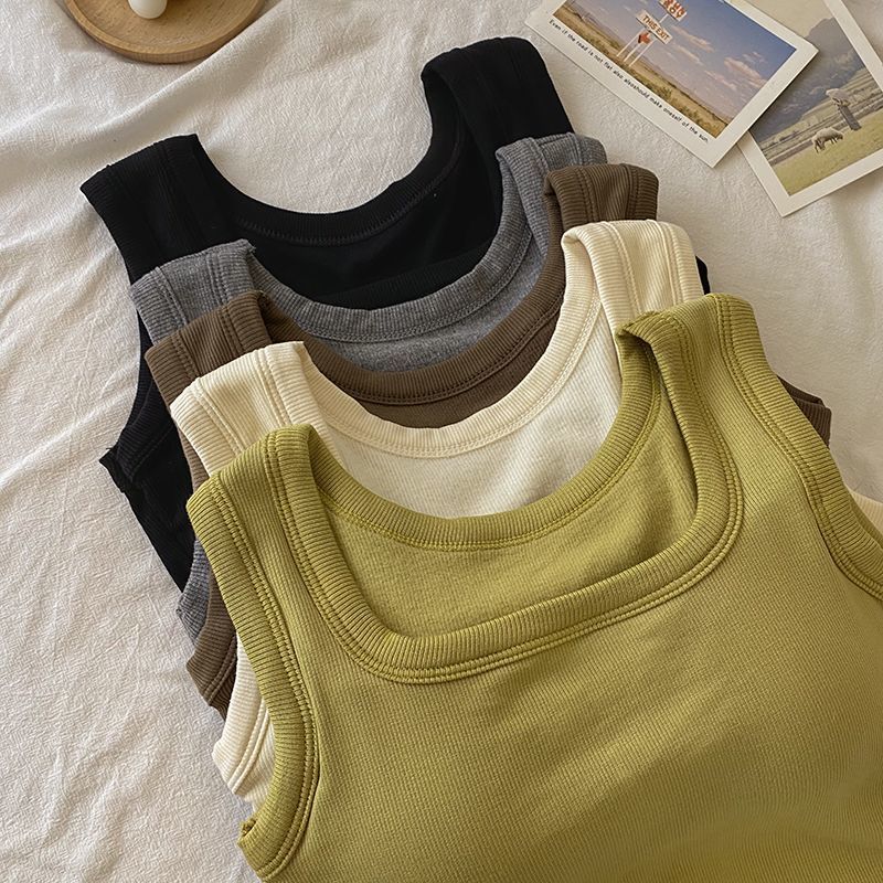 Maniyun 100g Fixed Cup 95% Cotton Singlet Women Sleeveless Camisole ...