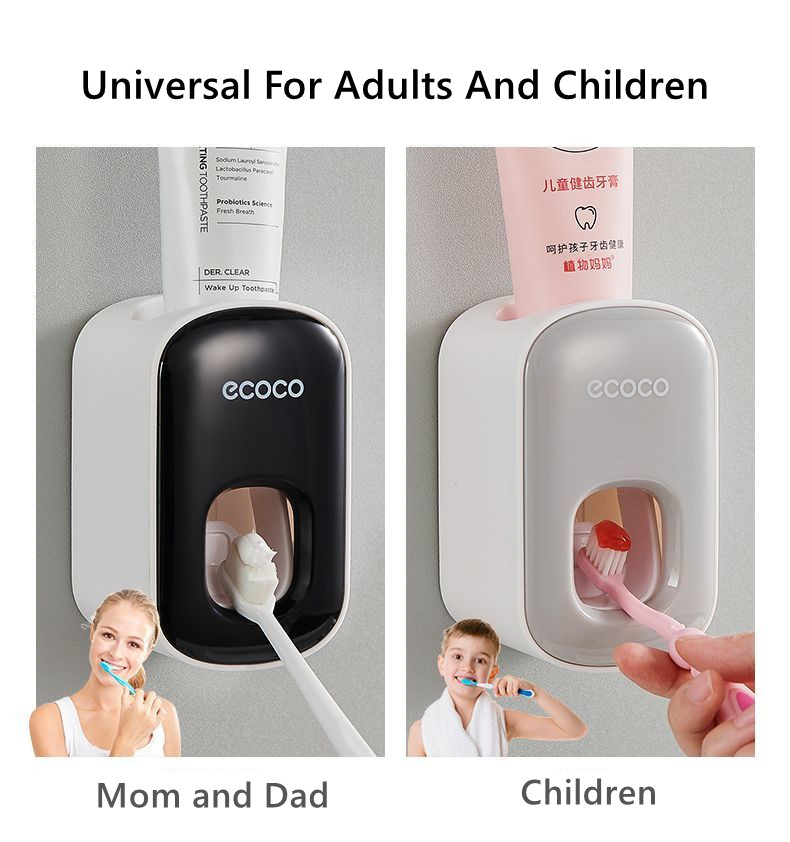 Ecoco Toothpaste Dispenser and Toothbrush Holder Wall Toothpaste Holder ...