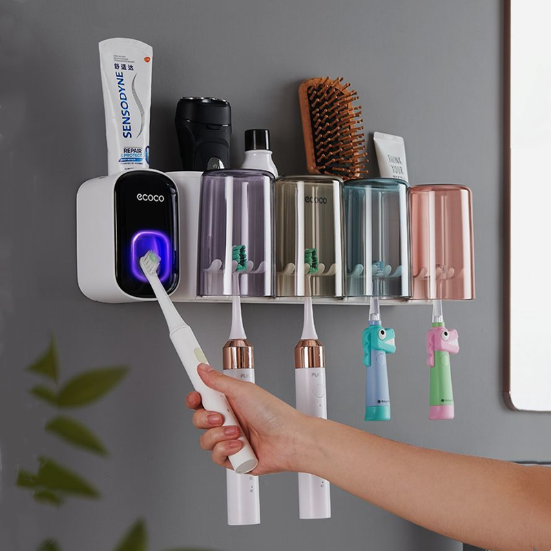 Ecoco Toothpaste Dispenser and Toothbrush Holder Wall Toothpaste Holder ...