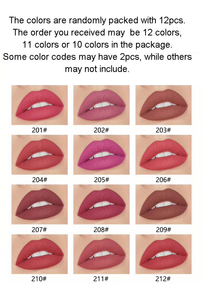 12 Colors Lipstick Lip Liner Thick Rod Pen Non-Fade Matte Lipstick Lip ...