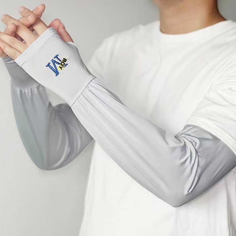 Unisex Loose Fingerless Arm Sleeves UV Protection Cooling Embroidered ...