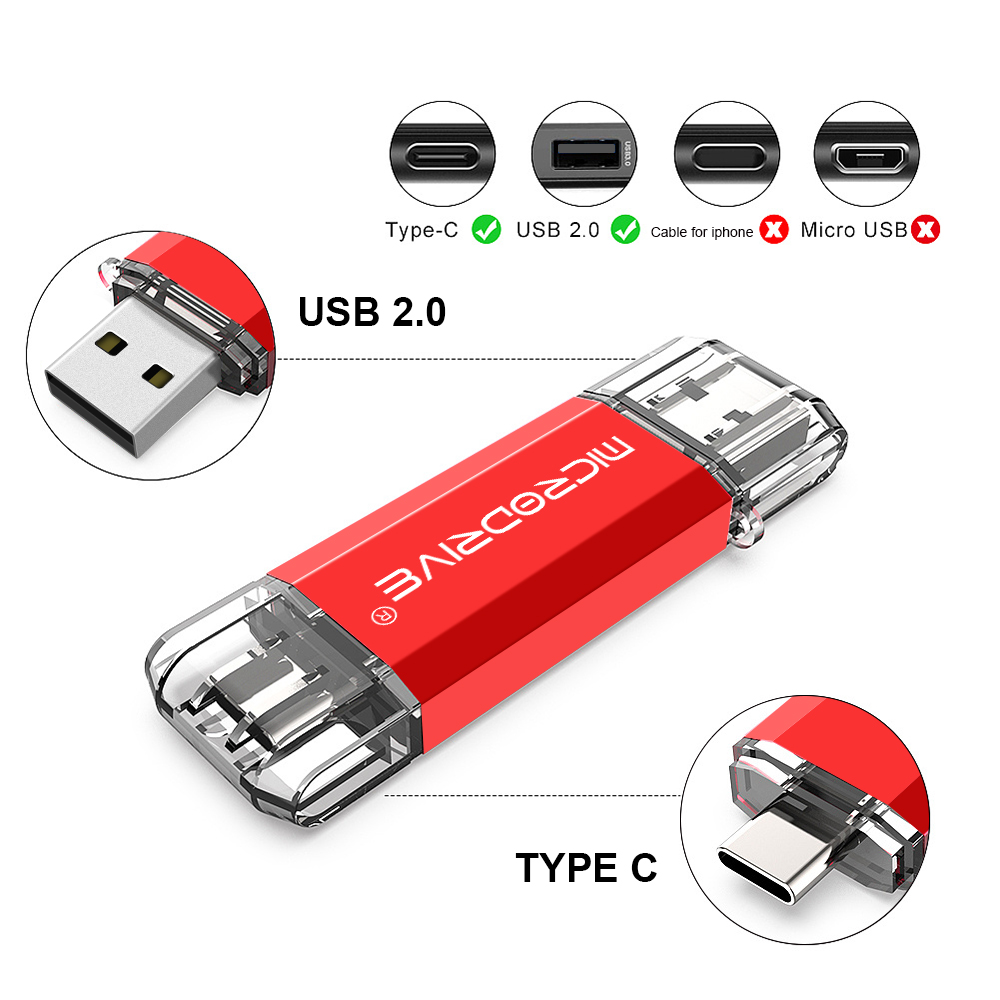 Metal OTG 2 IN 1 Type C pen drive 128GB usb memory stick 4GB 8GB 32GB ...