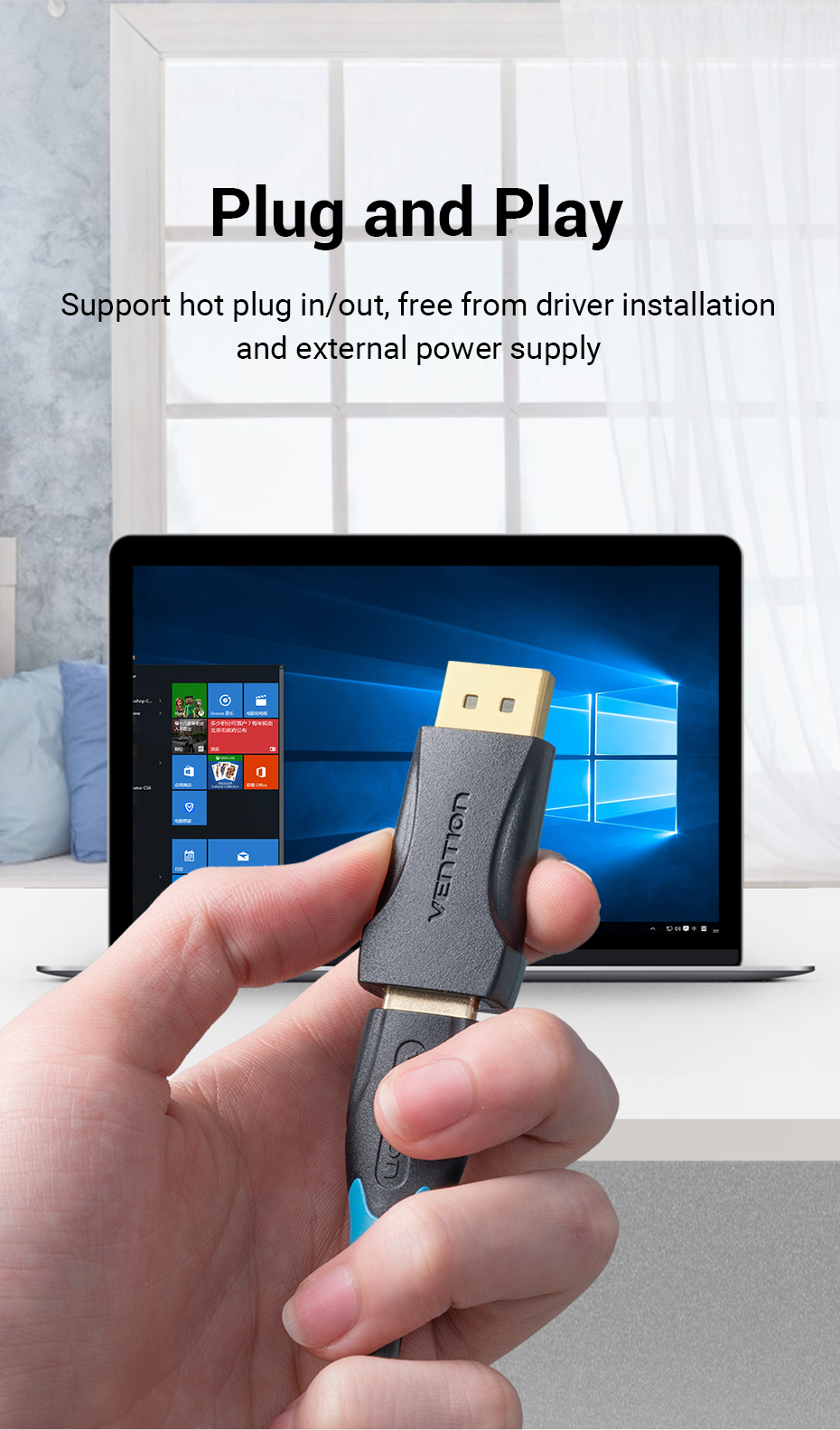 Vention Vention Dp To Hdmi Adapter 4K Male to Female Video Audio Converter Gold Plated Display ...