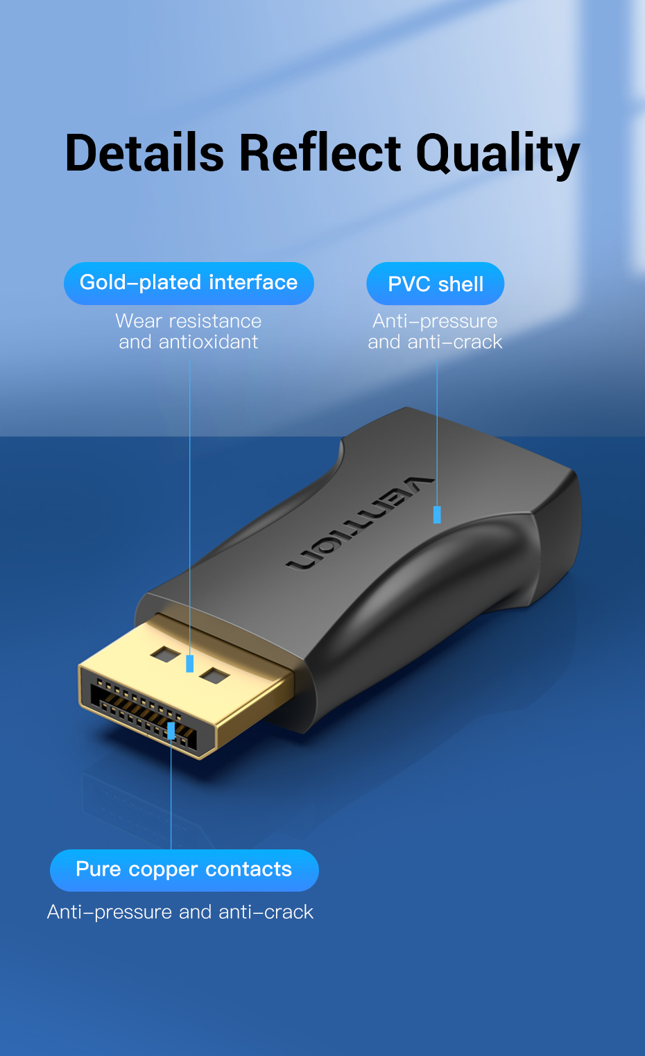 Vention Vention Dp To Hdmi Adapter 4K Male to Female Video Audio Converter Gold Plated Display ...