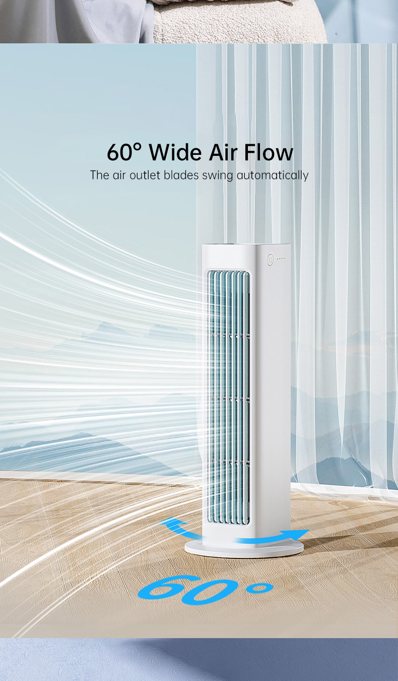 Thunlit Tower Desk Fan Remote Control Portable USB Rechargeable 3000mAh ...