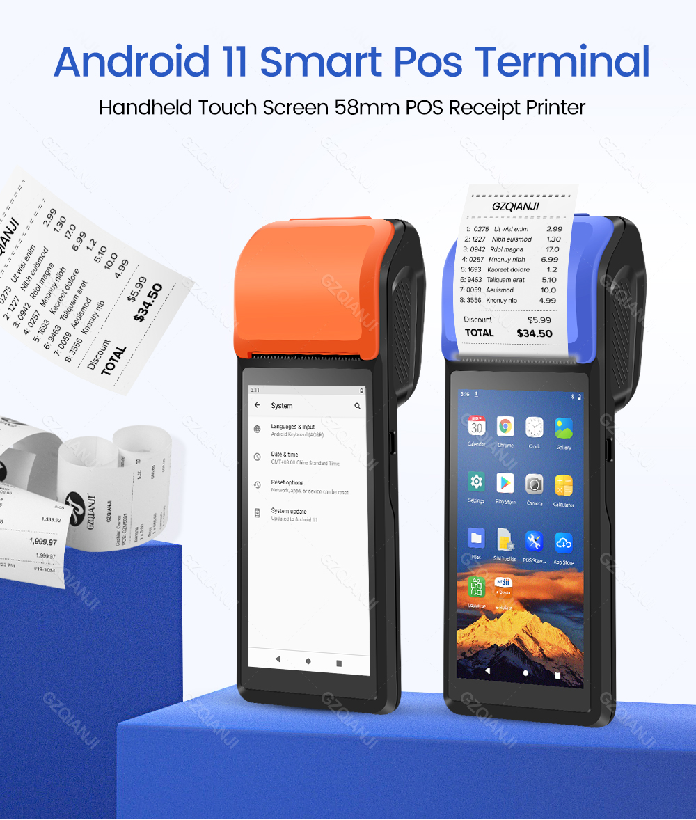PDA POS Terminal Android 11 Supports SIM Card TF Card 4G Mobile Network ...