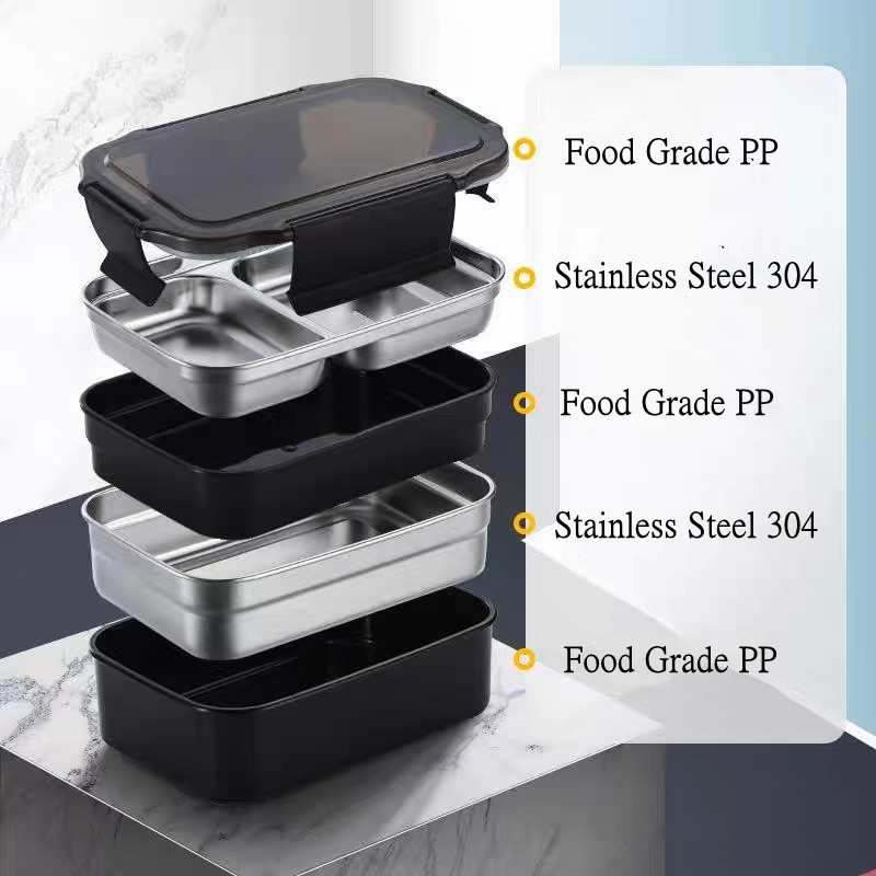 1000ml Double Layers Stainless Steel 304 Lunch Box With Insulation Bag ...