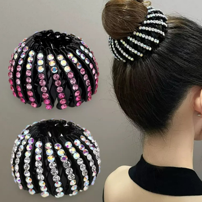 Fashion Ball Head Hair Clip Rhinestone Curler Women Hair Iron Ponytail ...