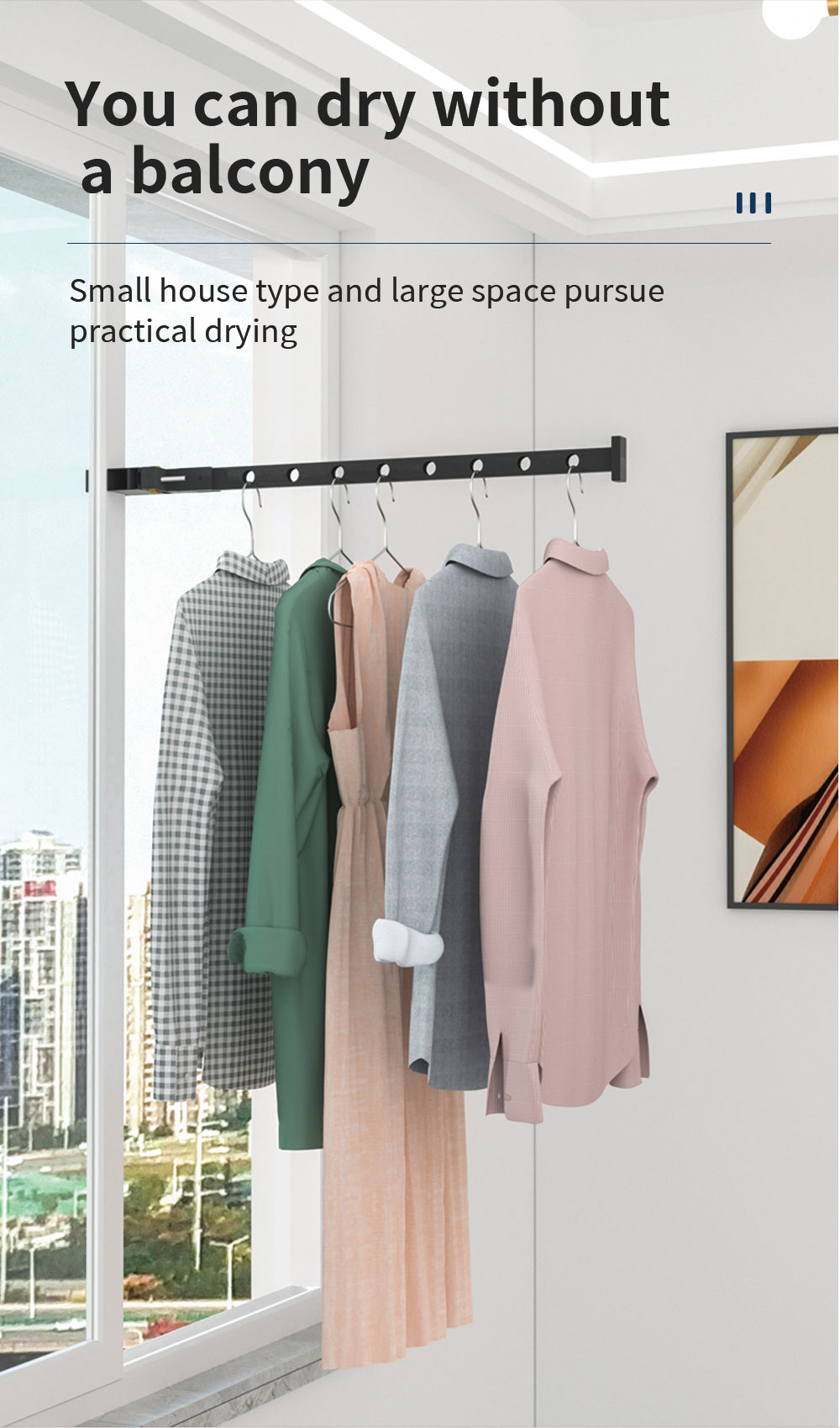 Black Clothes Rack Foldable Clothes Hangers Wall Mounted Hanger Drying ...