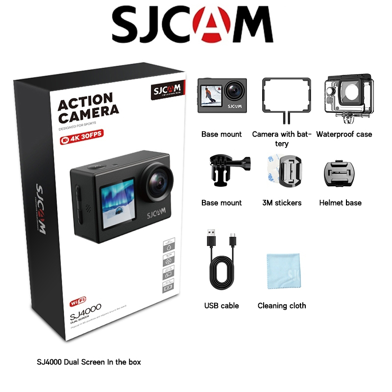 SJCAM SJ4000 Dual Screen 4K Ultra HD 16MP Action Camera WiFi Digital Camera Vlog Camera ...