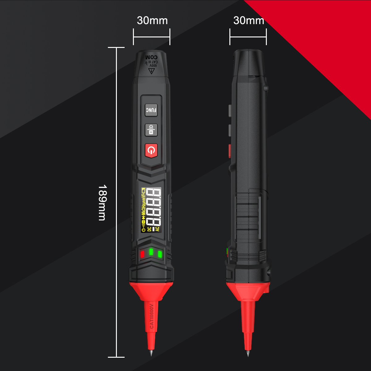 HABOTEST HT121 Pen Type Digital Multimeters 600V DC/AC Voltage Tester ...