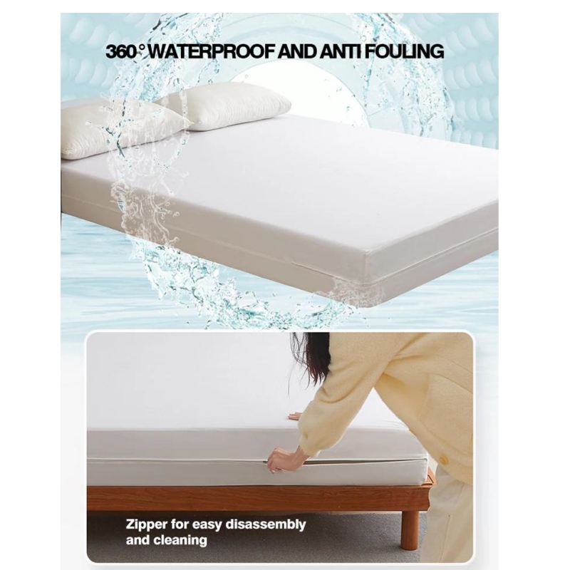 6-Sides Fully Enclosed Waterproof Mattress Cover with Zipper Waterproof ...