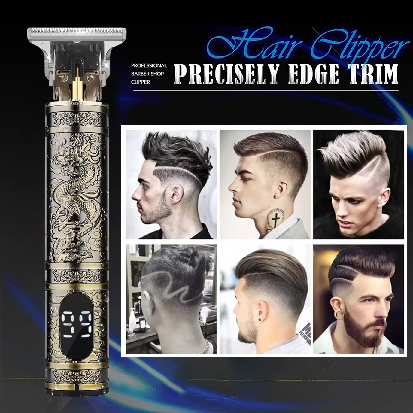 T9 Electric Hairdresser Carving Mark Electric Pusher Smooth Head Oil ...