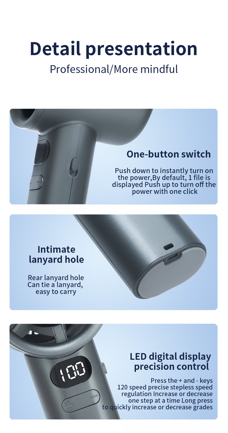 M11 Adjustable Handheld Mini Fan 120 Levels USB Charging Portable ...