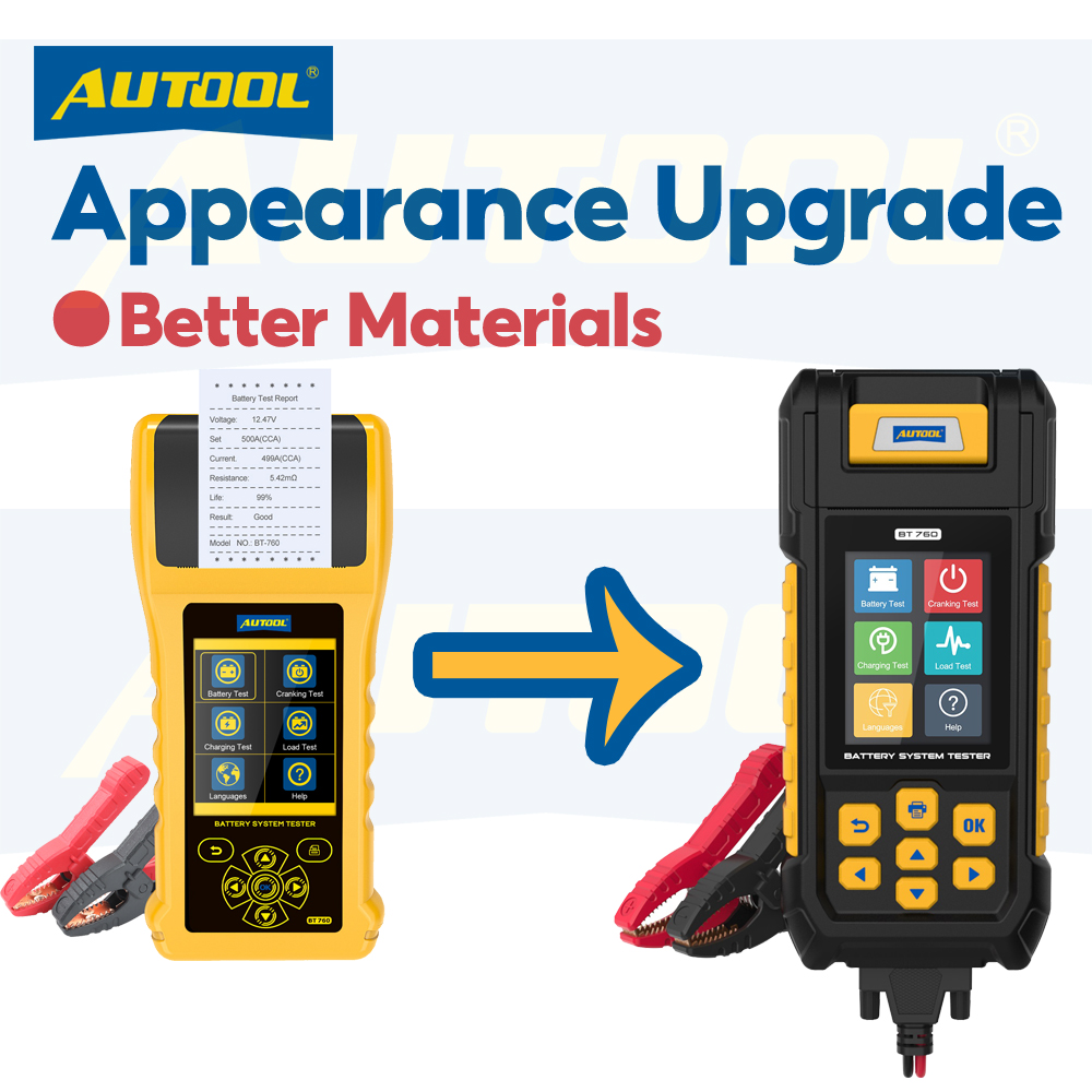 AUTOOL BT760 battery tester 12V 24V Car battery Analyzer Printer With ...