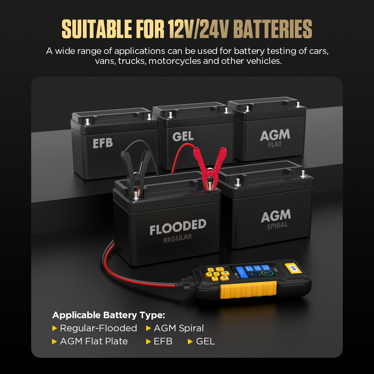 AUTOOL BT760 battery tester 12V 24V Car battery Analyzer Printer With ...