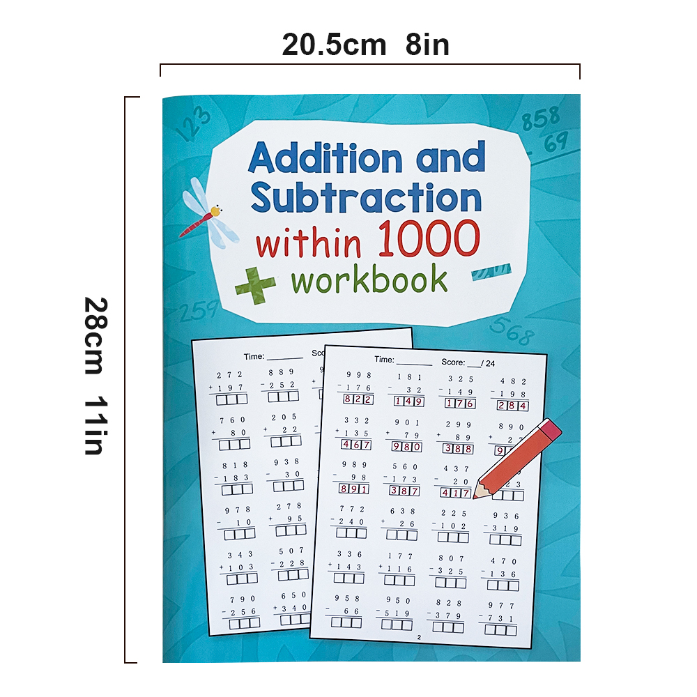 32 Pages Addition and Subtraction Within 1000 Math Workbook for Kids ...