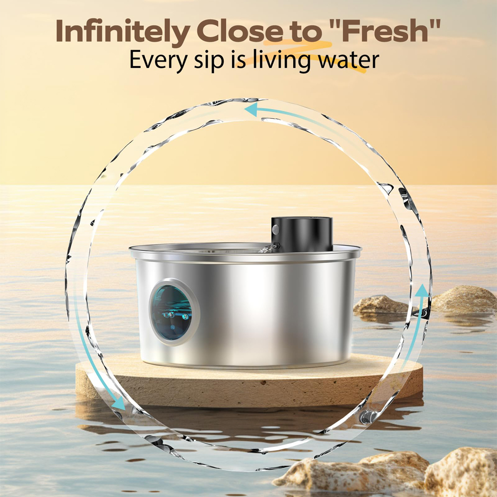 Wireless Cat Automatic Water Fountain Stainless Steel Pet Water ...