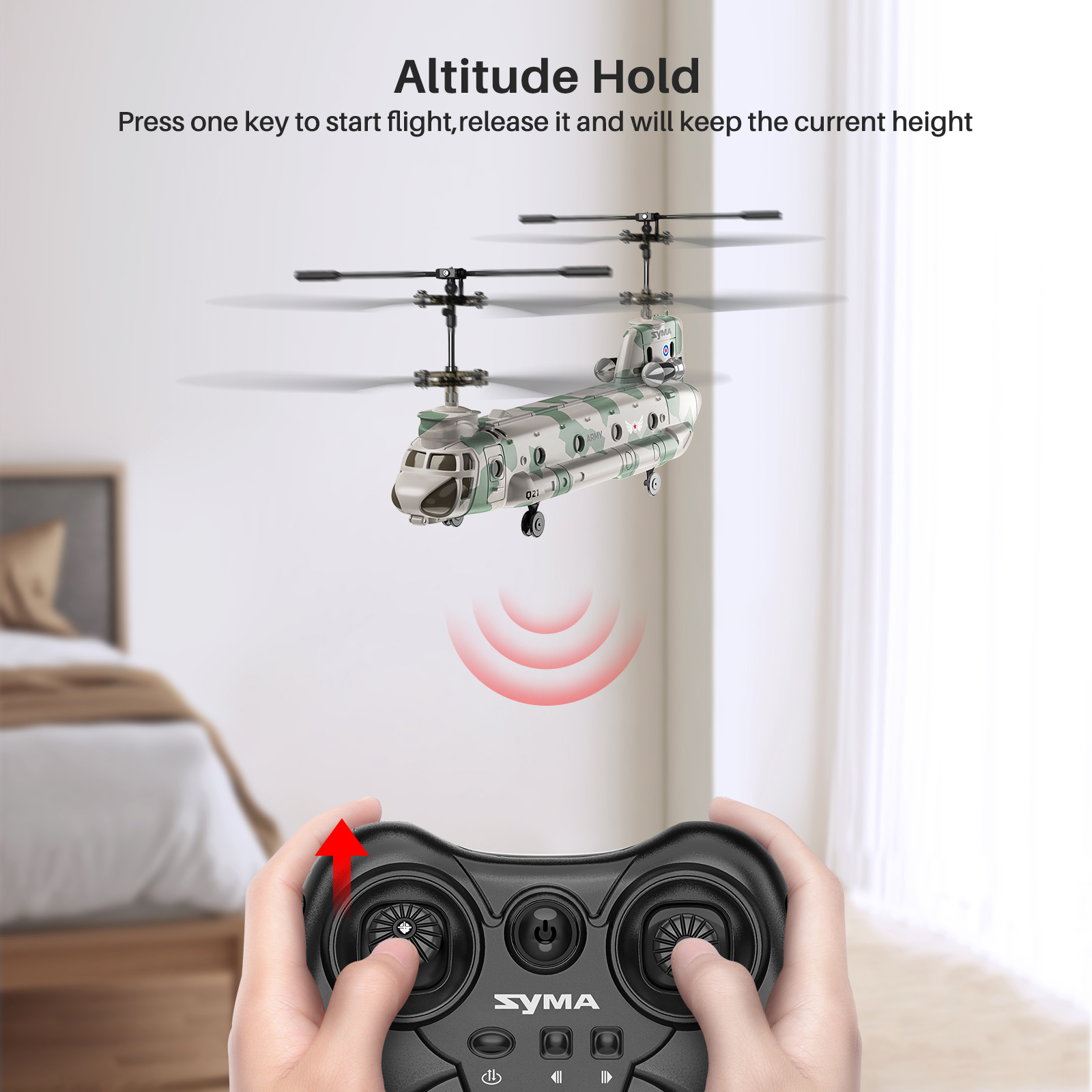 SYMA Remote Control Helicopter,2.4GHz Q21 Military Transport RC Armed ...