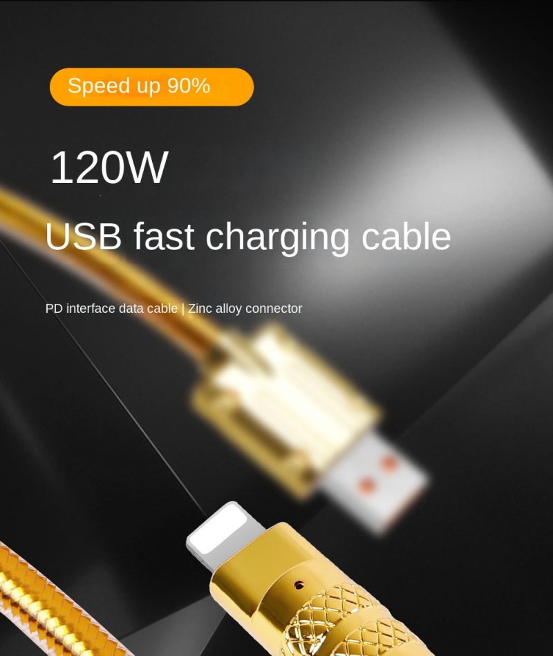 300W 3 In 1 Zinc Alloy Super Fast Charge Cable USB Fast Charging Wire ...