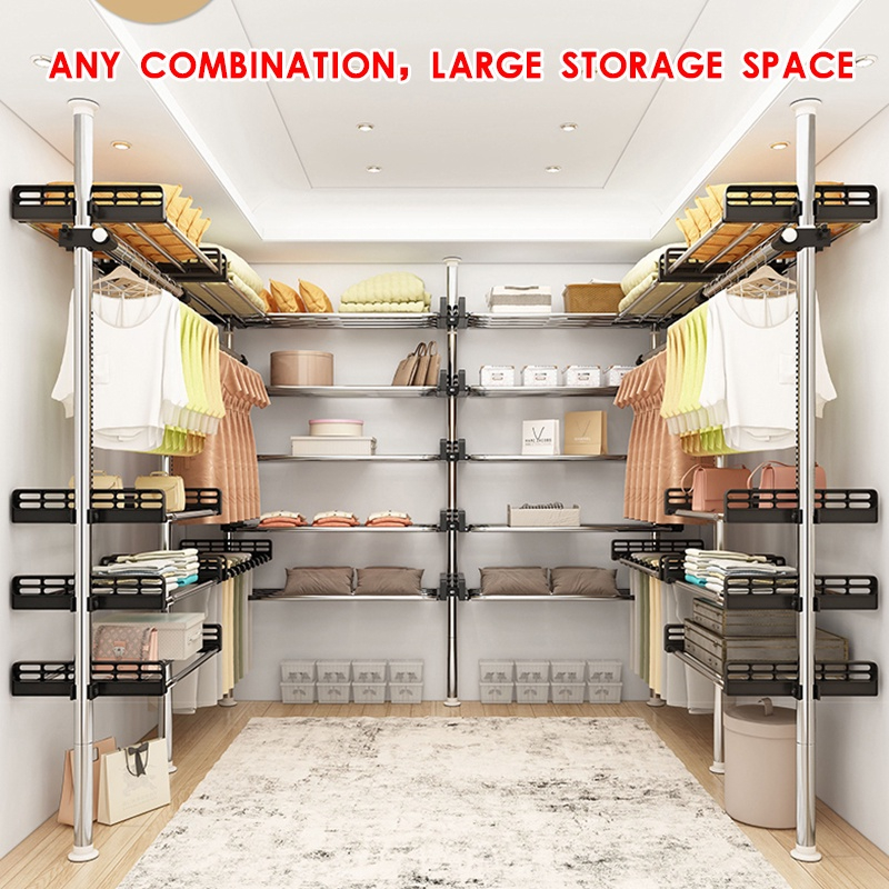 Floor-to-ceiling Height Adjustable Metal Pole Clothes Hanger Clothes ...