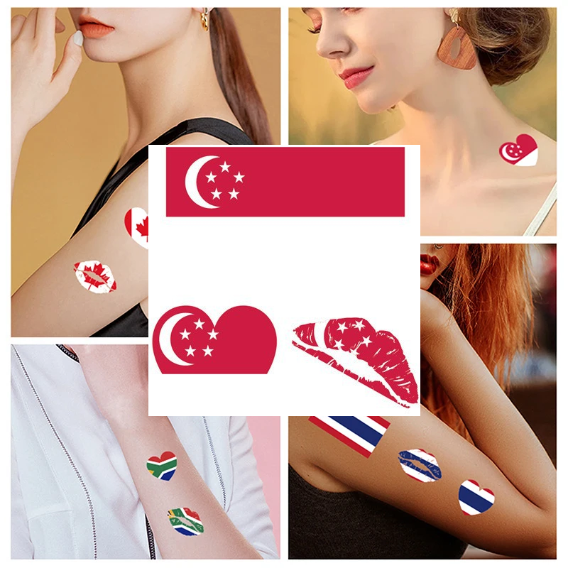 1-piece Singapore National Flag Face Stickers World Cup Flag Temporary ...