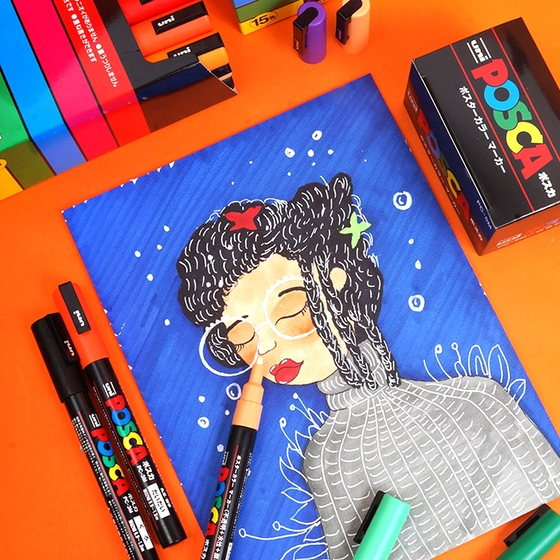 UNI Posca Pen Graffiti PC-1M PC-3M PC-5M Middle Tip 0.7mm-2.5mm Art ...
