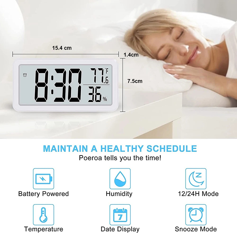 KIPRUN Digital Alarm Clock, Desk Clock, Battery Operated LCD Electronic ...