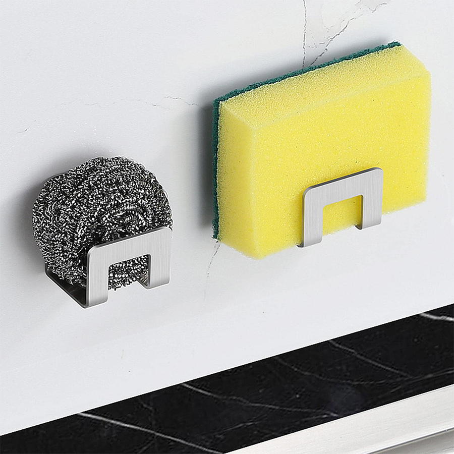 Kitchen Stainless Steel Sink Sponge Holder Self Adhesive Wall Storage ...