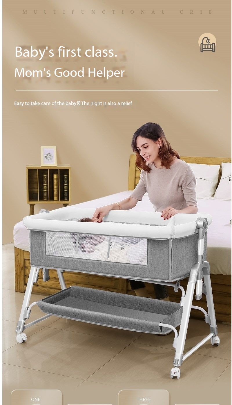 【SG】Baby crib Multifunctional foldable removable portable newborn cradle bed European baby crib ...