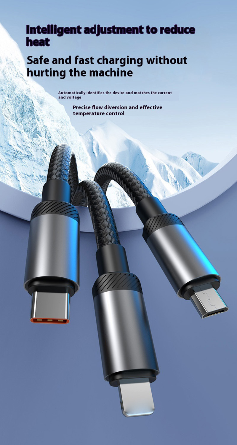 3 In 1 120W Intelligent Digital Display Charging Cable For ios15 Type c ...