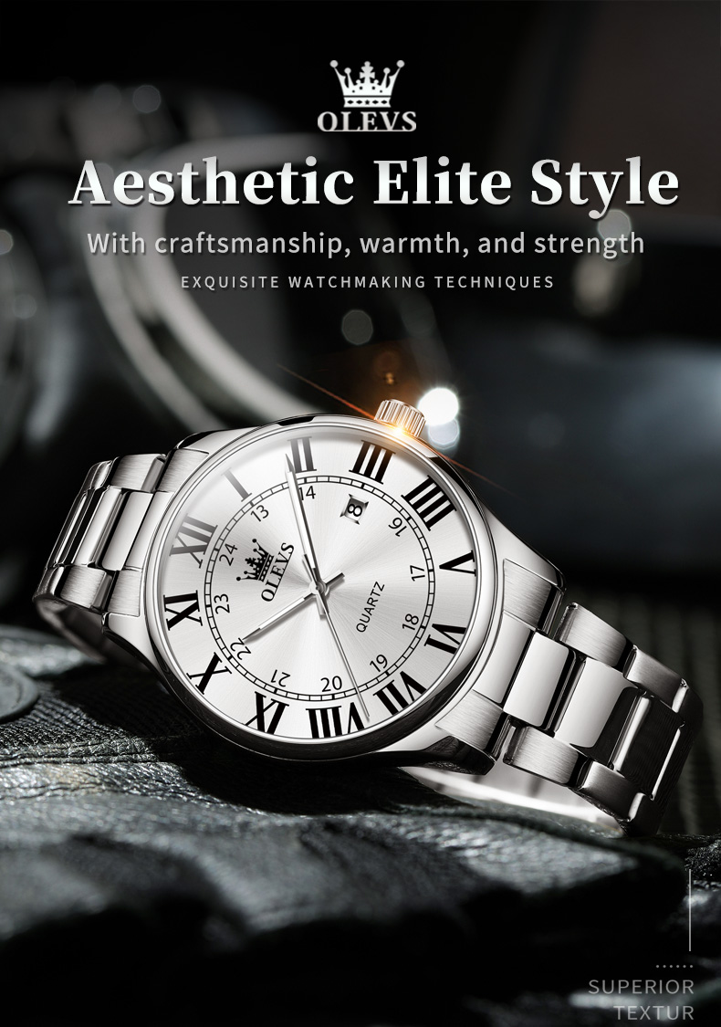 OLEVS 2911 New Fashion Roman Scale Quartz Business Mens Watch Luminous ...