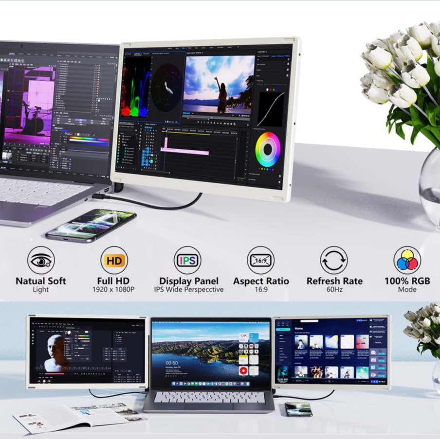 OFIYAA S6 15.6-inch Screen Extender Rotatable Removable Laptop Splitter ...