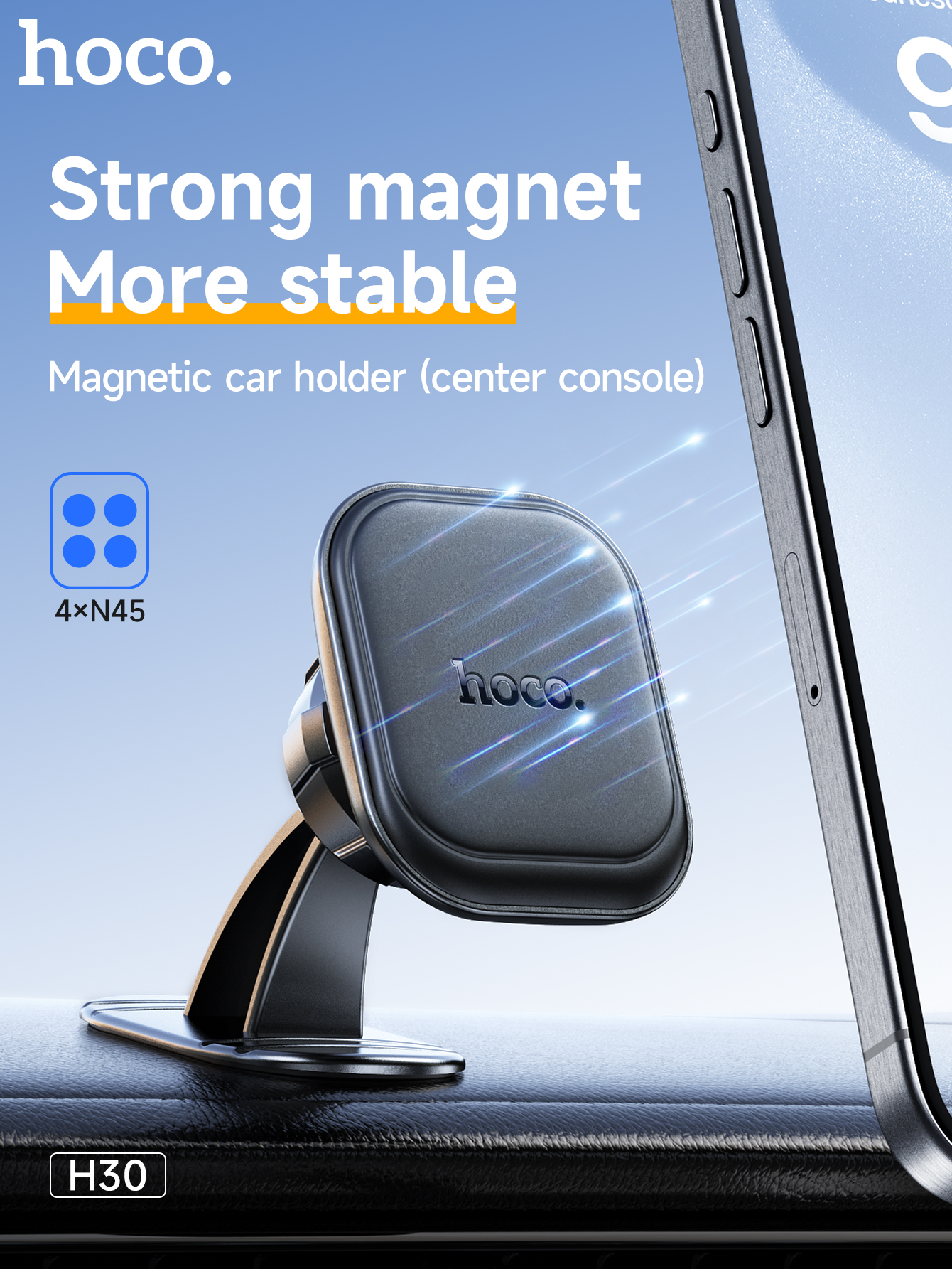 HOCO H30 Universal Magnetic Car Phone Holder Mount 360 Rotation Mobile ...