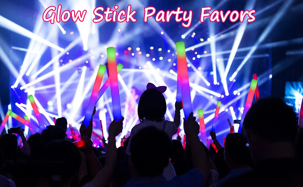 Glow Sticks Light-Up LED RGB Foam Glow Stick Cheer Batons Rally Rave ...