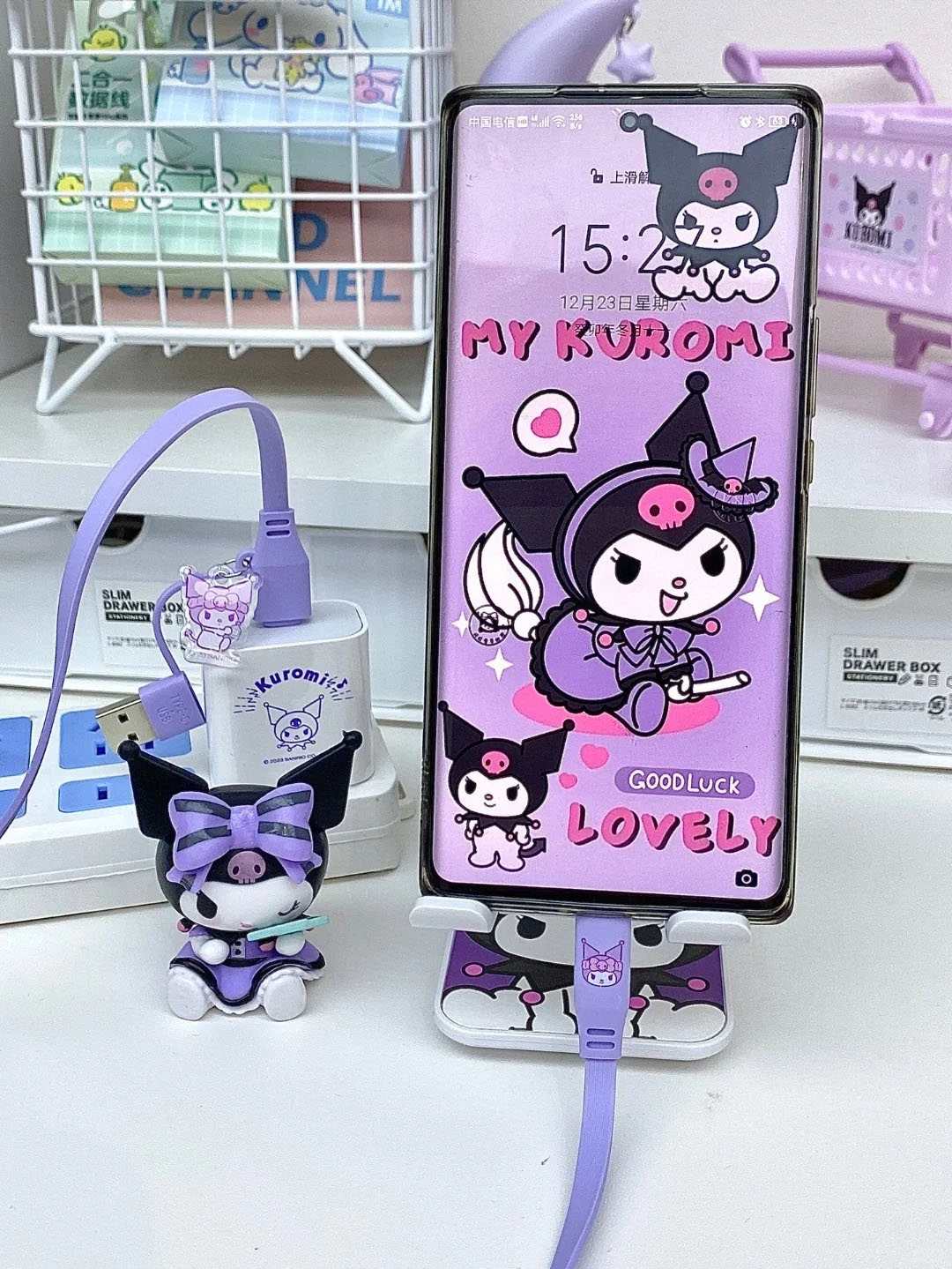 100cm 2.22A Sanrio Characters SS-352 PD Fast Charging Data Cable Kuromi ...