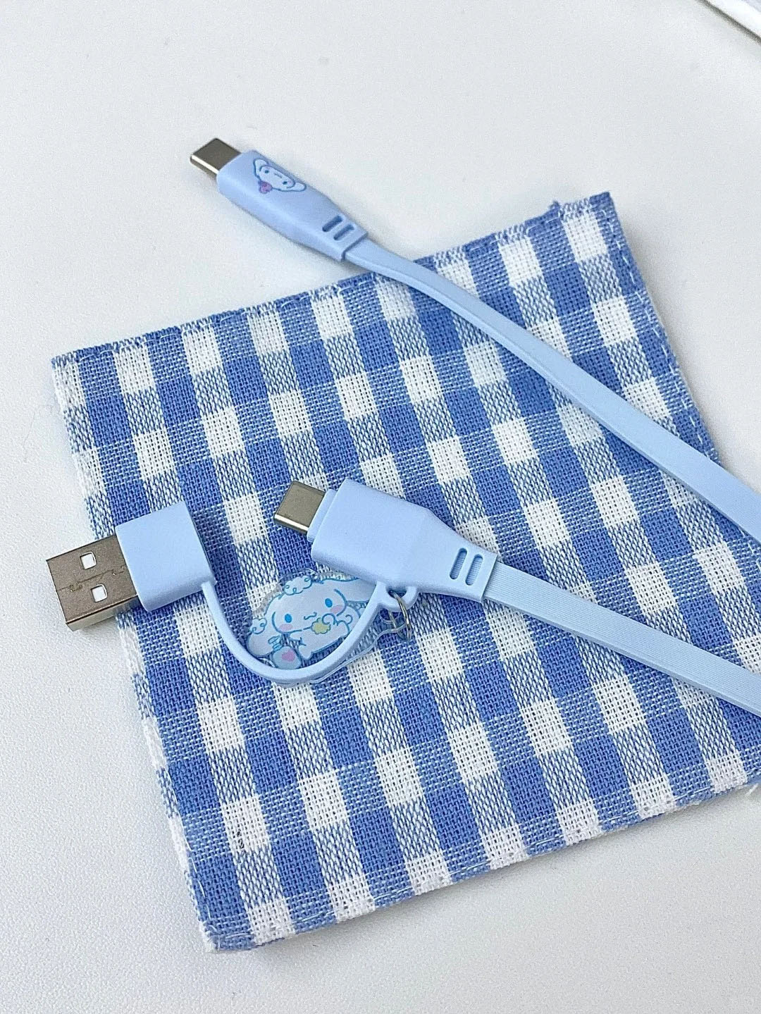 100cm 2.22A Sanrio Characters SS-352 PD Fast Charging Data Cable Kuromi ...