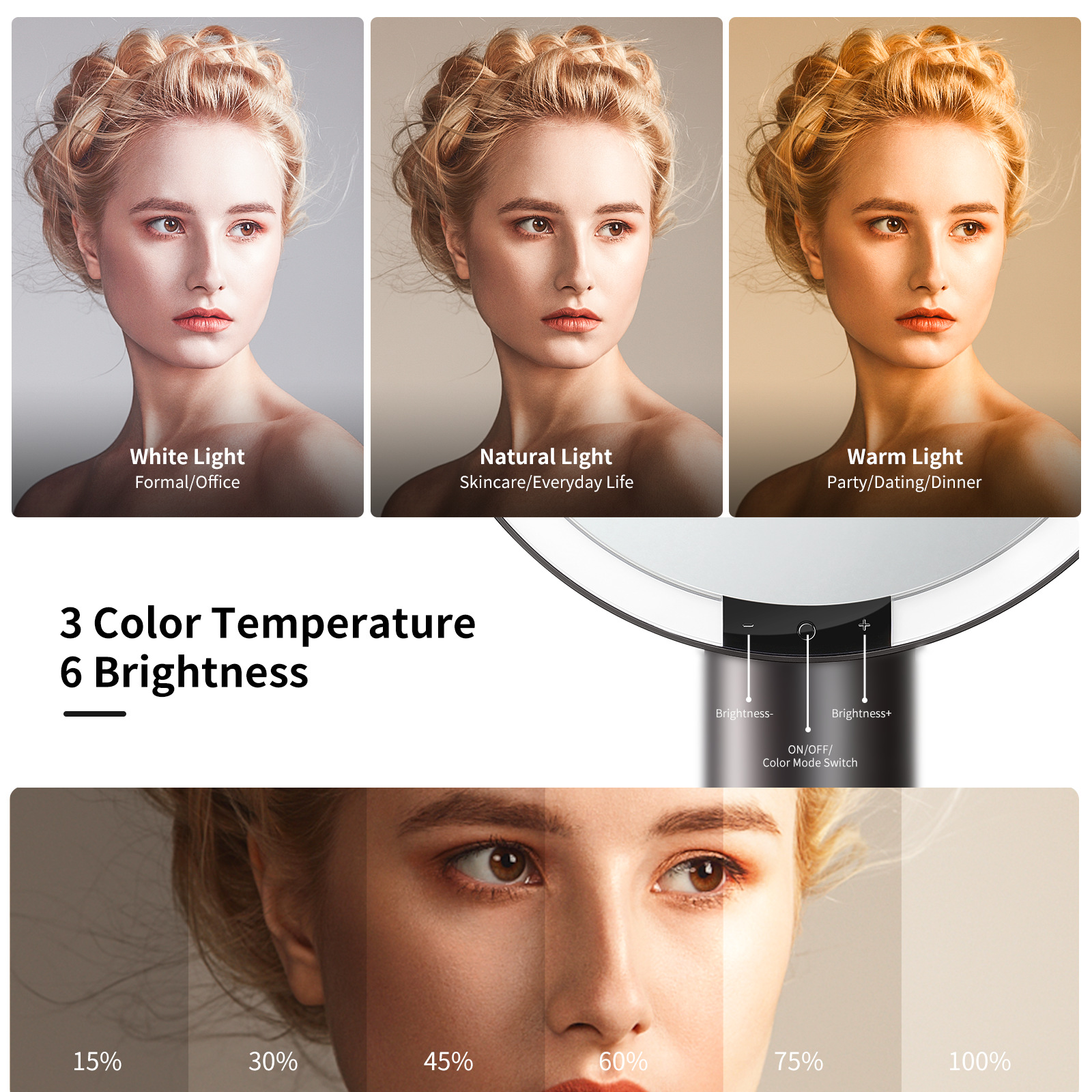 AMIRO O2 LED Vanity Mirror 10X Magnifying Makeup Mirror 2200mAh Desktop Face Mirror | Shopee ...