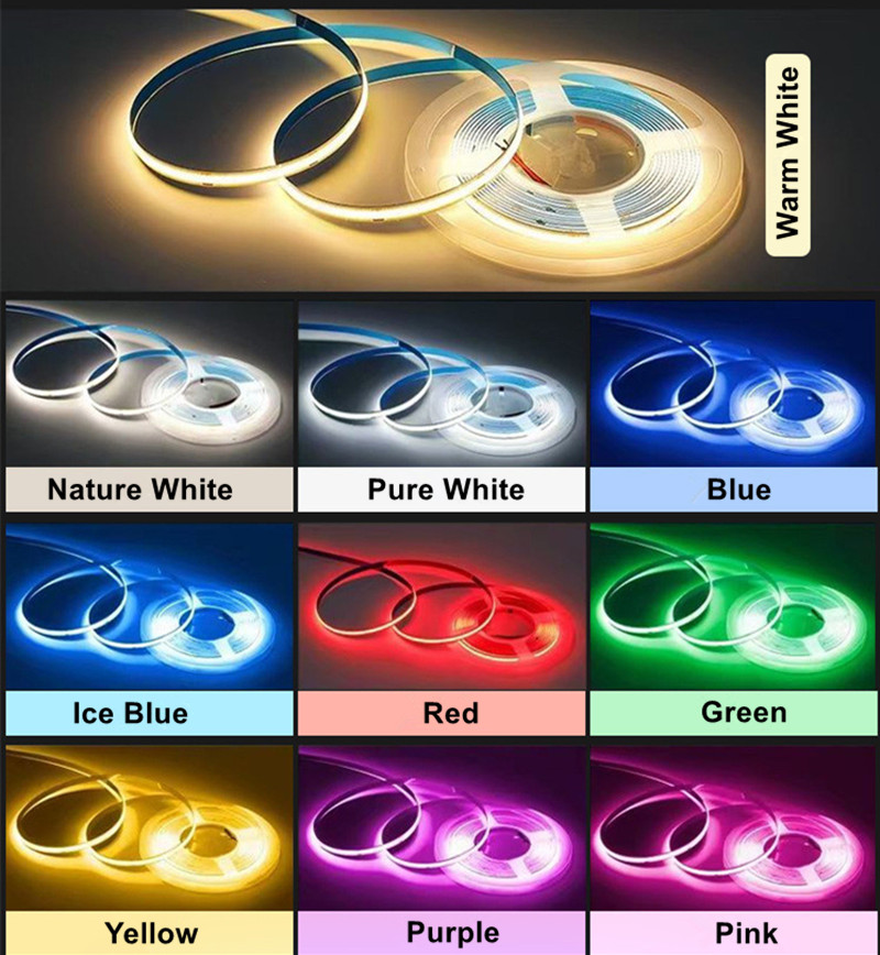 Portable 5V COB LED Strip Light with Battery Box for DIY Decoration ( 9 Colors for you choose ...
