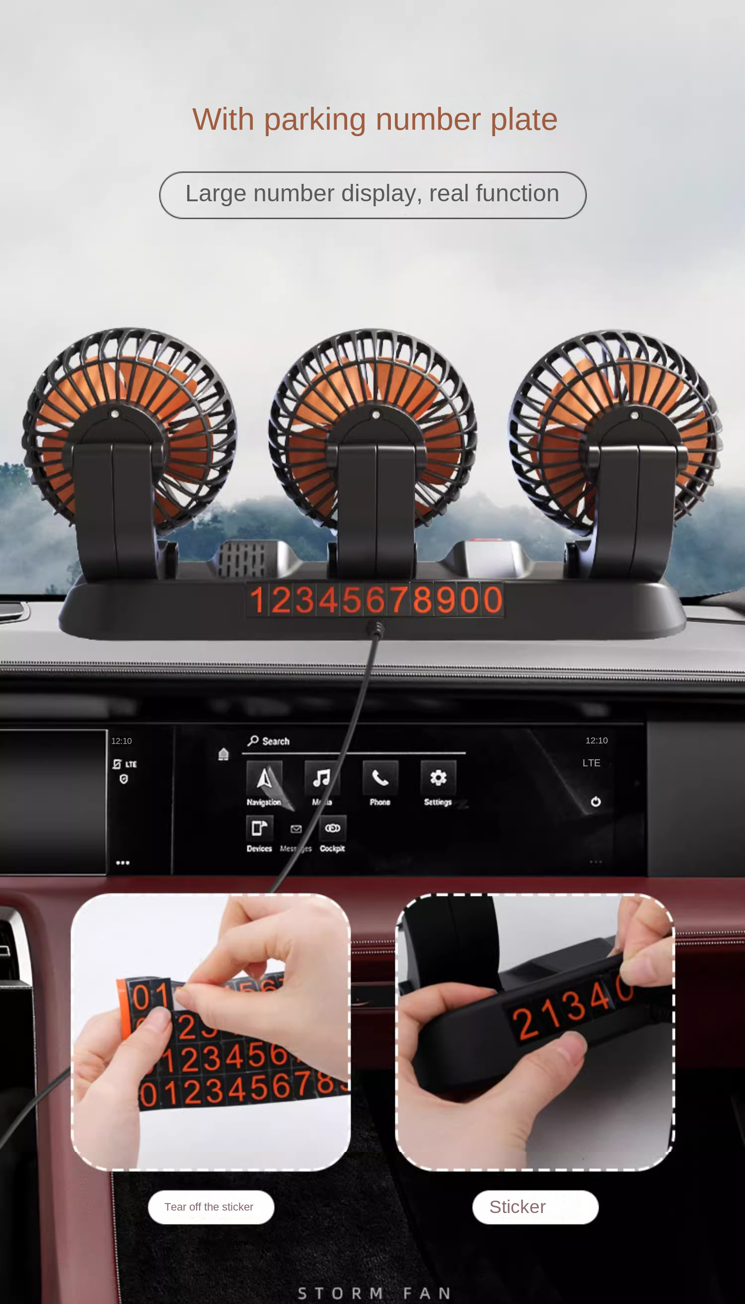 Car Fan 5V 12V 24V Car Cooling Fan 360° Adjustable Dual Head Air Fan ...