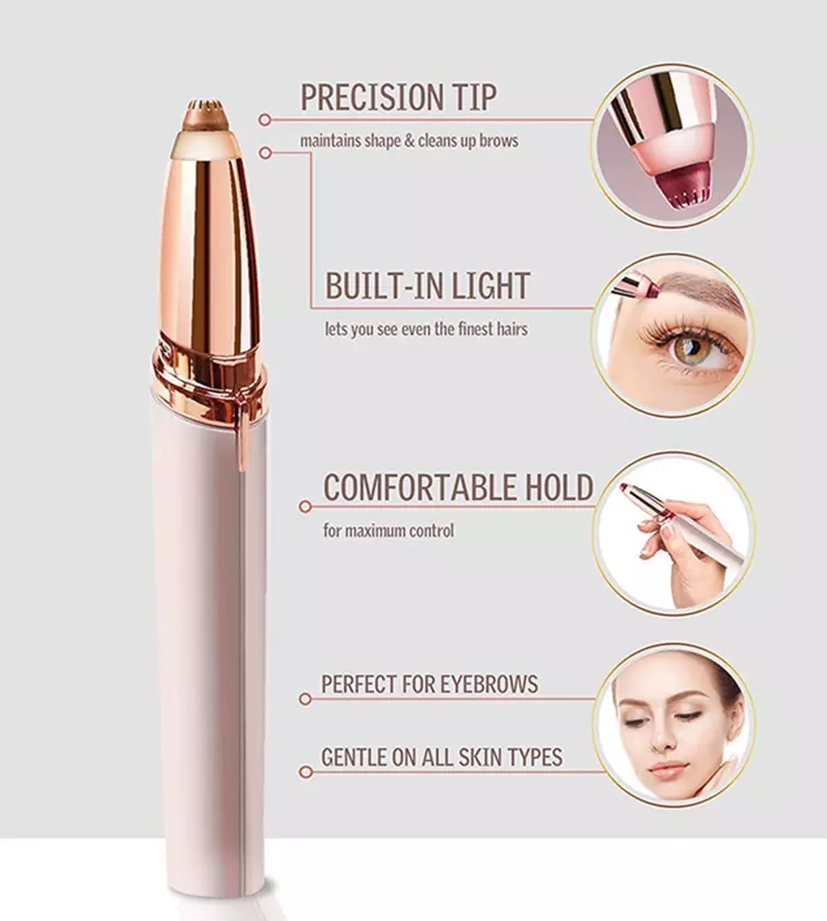 Portable Women's Electric Eyebrow Shaver USB Rechargeable Painless Hair ...