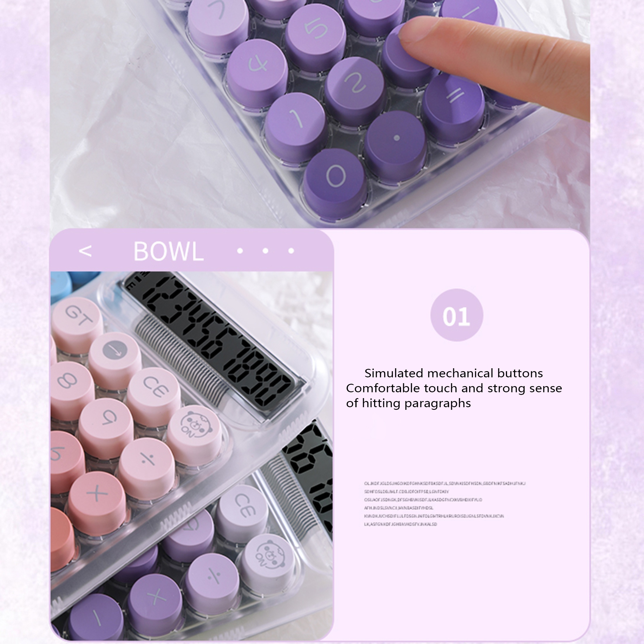 1pc Transparent large button calculator, large screen electronic ...