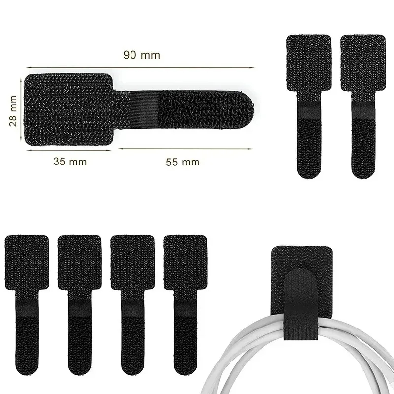 10Pcs Reusable Cable Ties Fastening Wire Organizer Cord Rope Holder ...